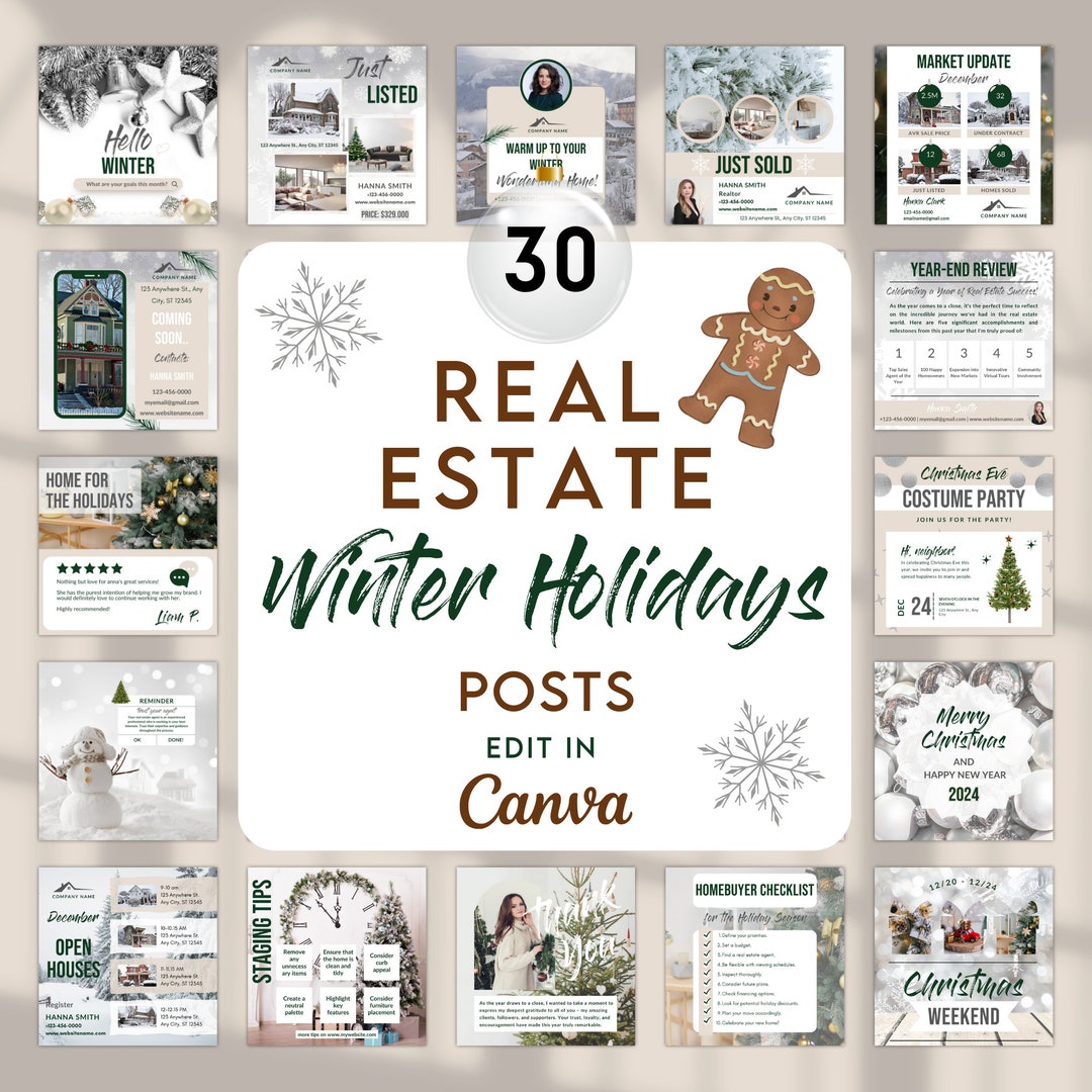 Christmas Realtor Instagram Post Templates, Winter Holidays Real Estate ...