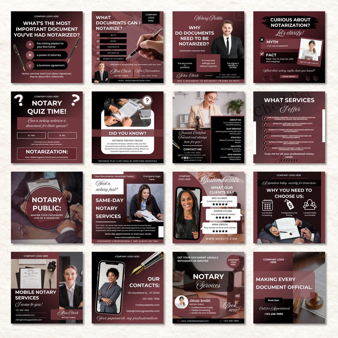 Notary Social Media Post Bundle, Notary Instagram Posts and Story ...