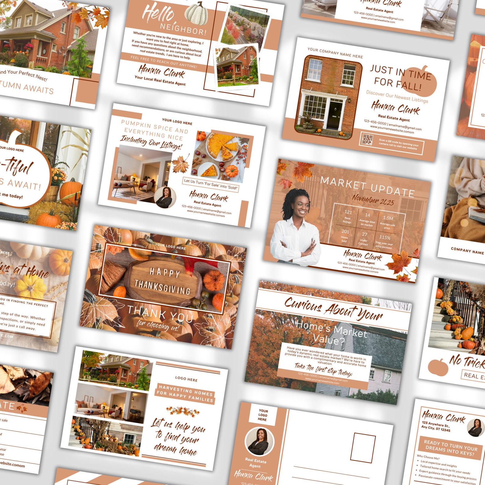 Fall Real Estate Postcards Templates, 25 Realtor Postcards Bundle, Fall ...