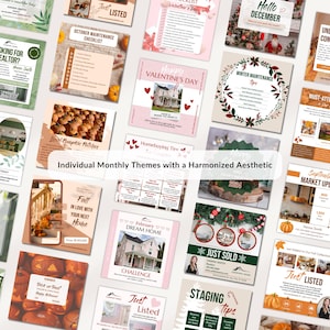 Real Estate Instagram Posts Bundle, Realtor Full Year Posts Bundle, 12 ...