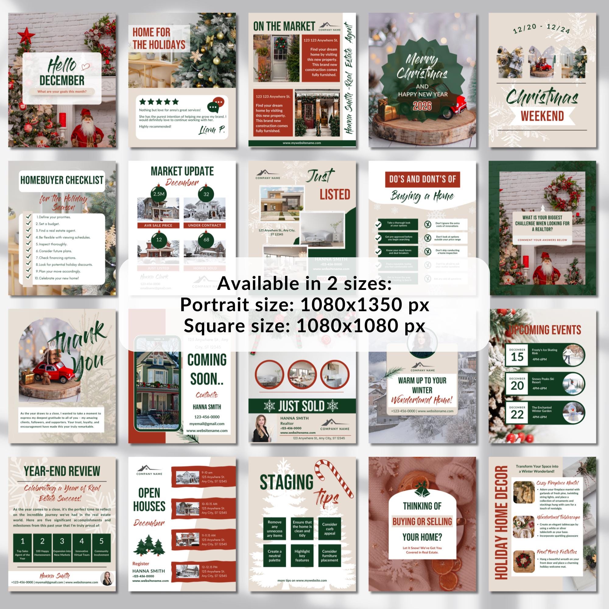 December Realtor Social Media Post Templates, Winter Real Estate ...