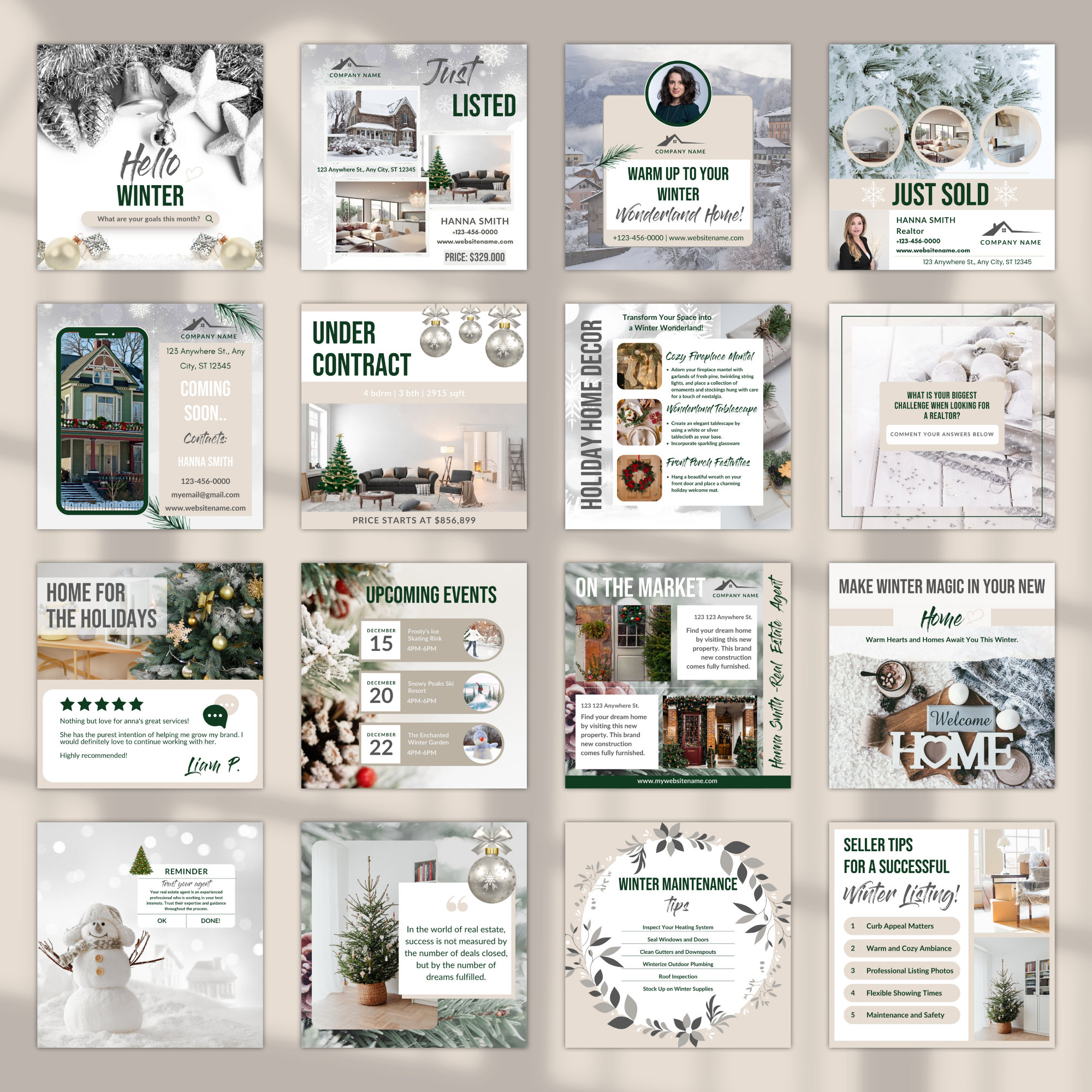 Christmas Realtor Instagram Post Templates, Winter Holidays Real Estate ...