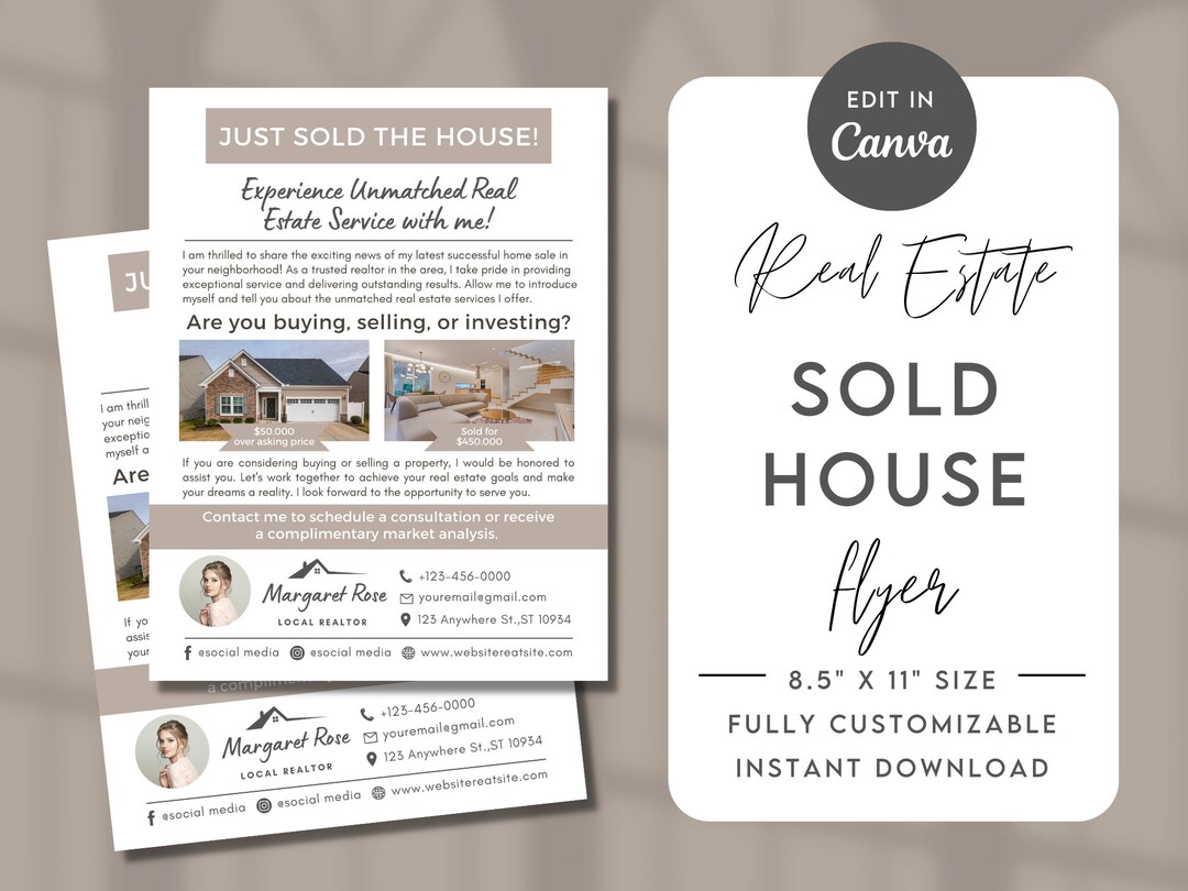 Real Estate Sold House Flyer, Real Estate Just Sold Neighbor's House ...