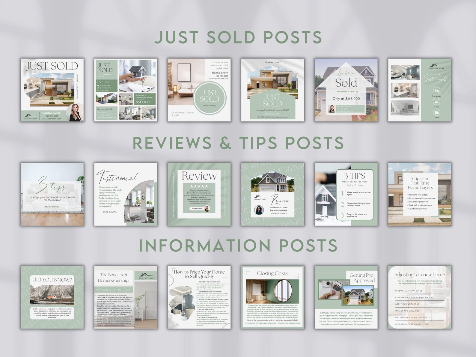 Real Estate Social Media Posts Templates,realtor Instagram Posts ...