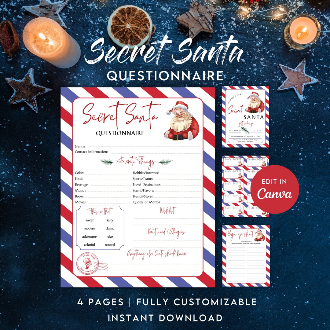 Secret Santa Questionnaire,secret Santa Survey Questionnaire Template ...