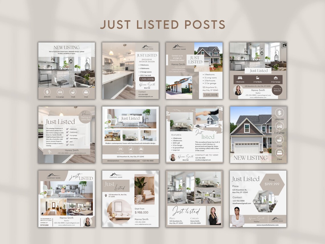 Real Estate Instagram Posts, Realtor Instagram Posts Templates, Real ...