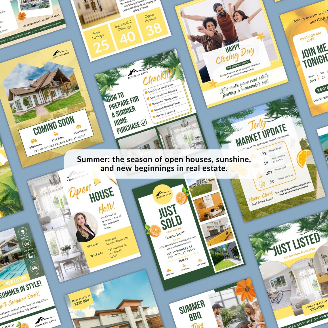 July Realtor Instagram Posts, Summer Real Estate Social Media Template ...