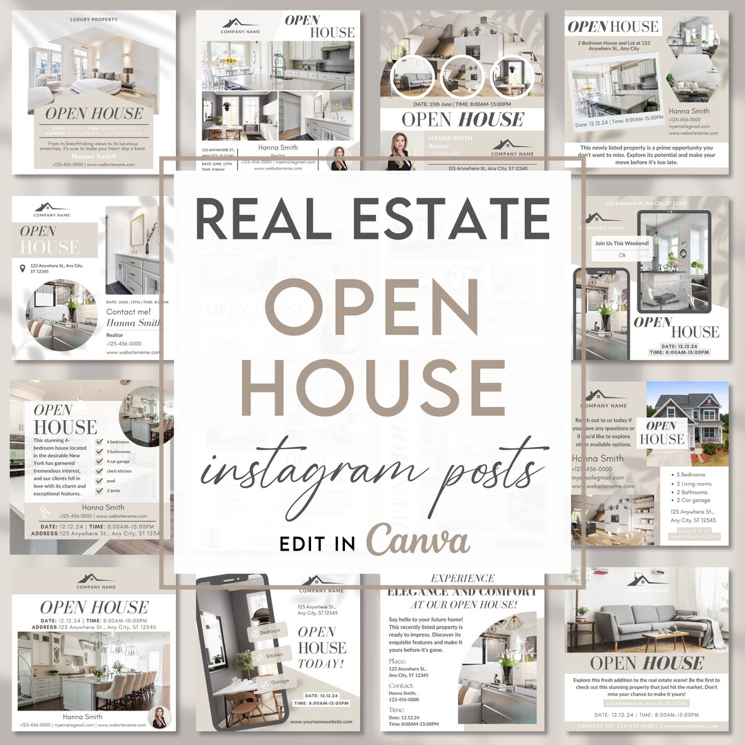 Open House Instagram Posts, Real Estate Open House Template, Social ...