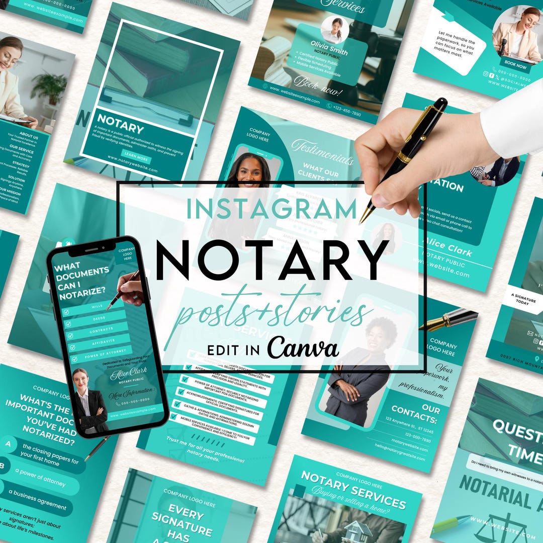 Notary Social Media Templates Bundle, Notary Instagram Posts and ...