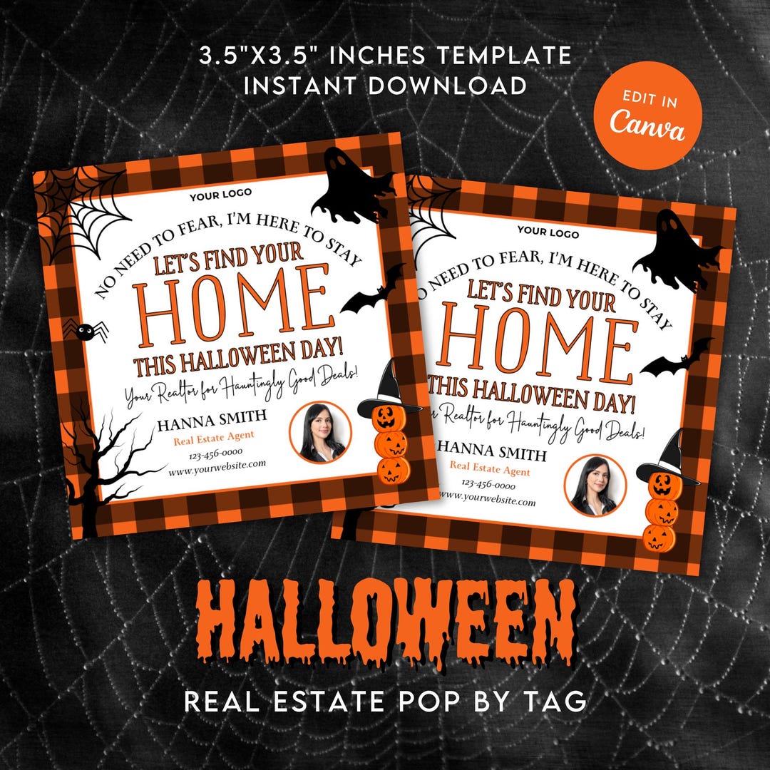 Real Estate Halloween Pop by Tag, Realtor Halloween Pop by Tag Template ...