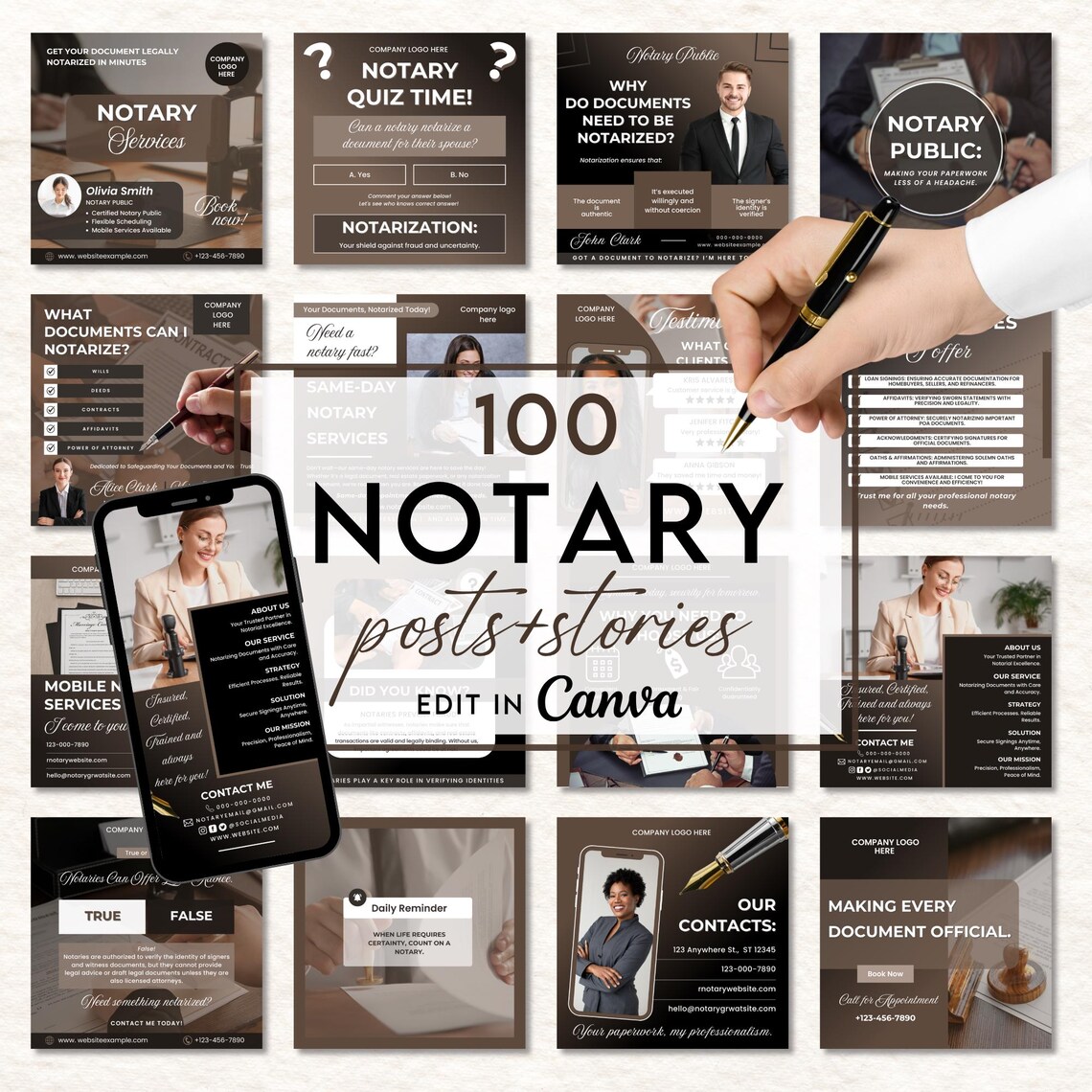 Notary Instagram Posts Bundle, Notary Social Media Templates, Notary ...