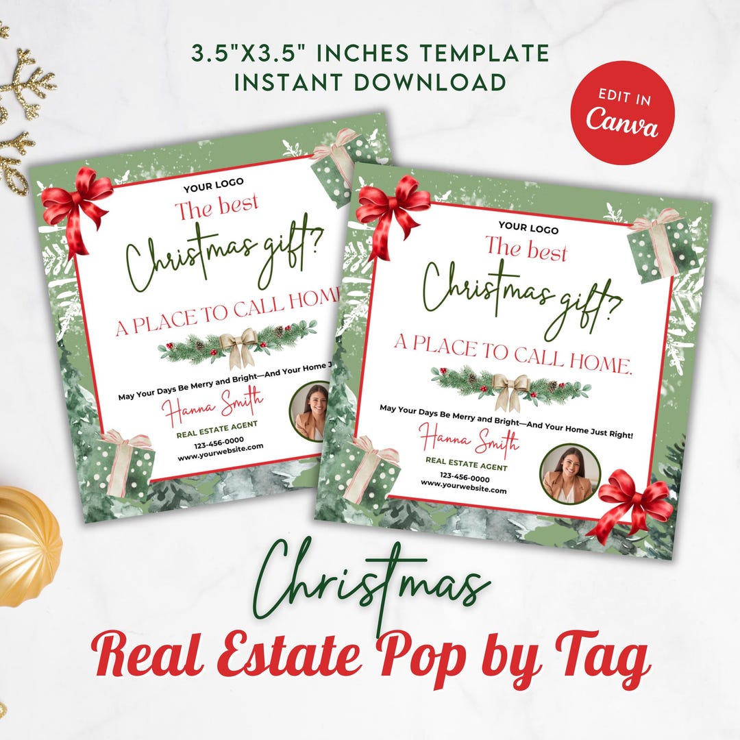 Realtor Christmas Pop by Tag, Real Estate Christmas Holidays Gift Card ...