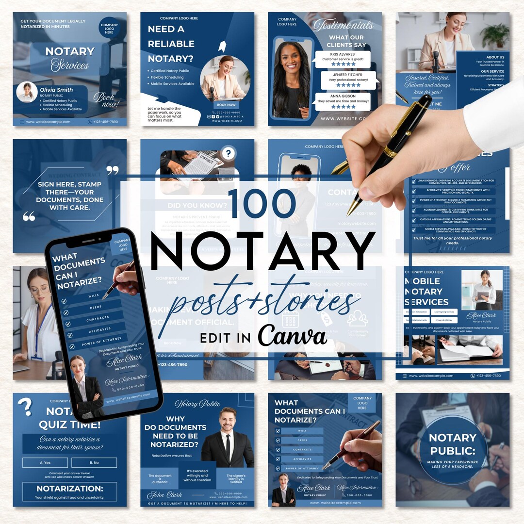 Notary Instagram Posts Bundle, Notary Social Media Templates, Notary ...