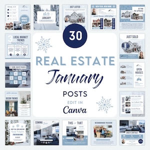 January Realtor Social Media Post Templates, Winter Real Estate Agent ...
