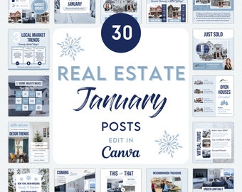 18 Real Estate NEW YEARS & January Social Media Posts Realtor Marketing ...
