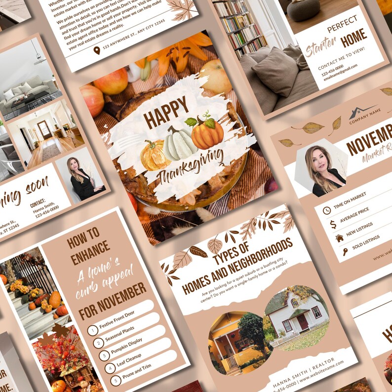 November Realtor Social Media Post Templates, Fall Real Estate ...