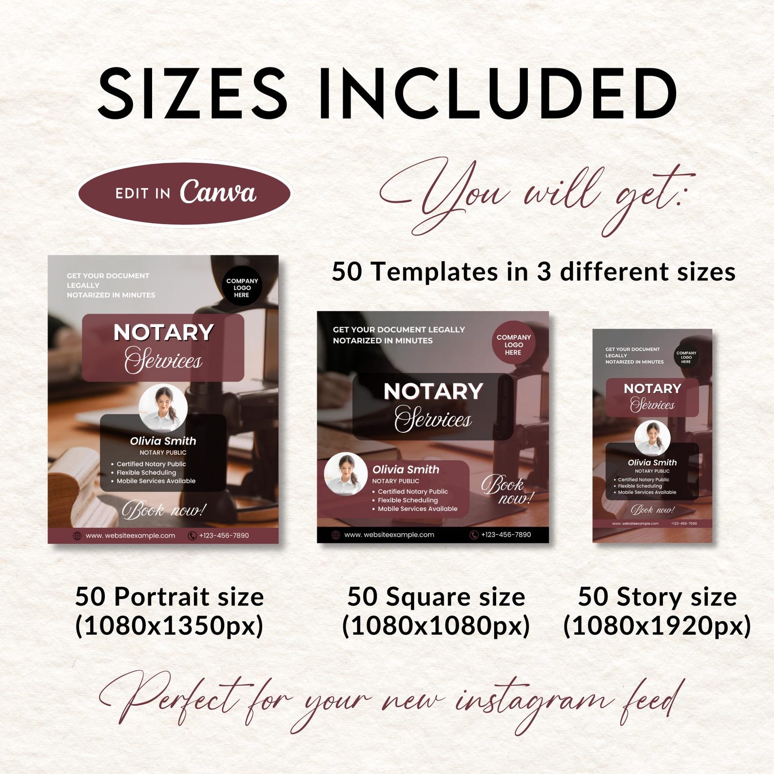 Notary Social Media Post Bundle, Notary Instagram Posts and Story ...