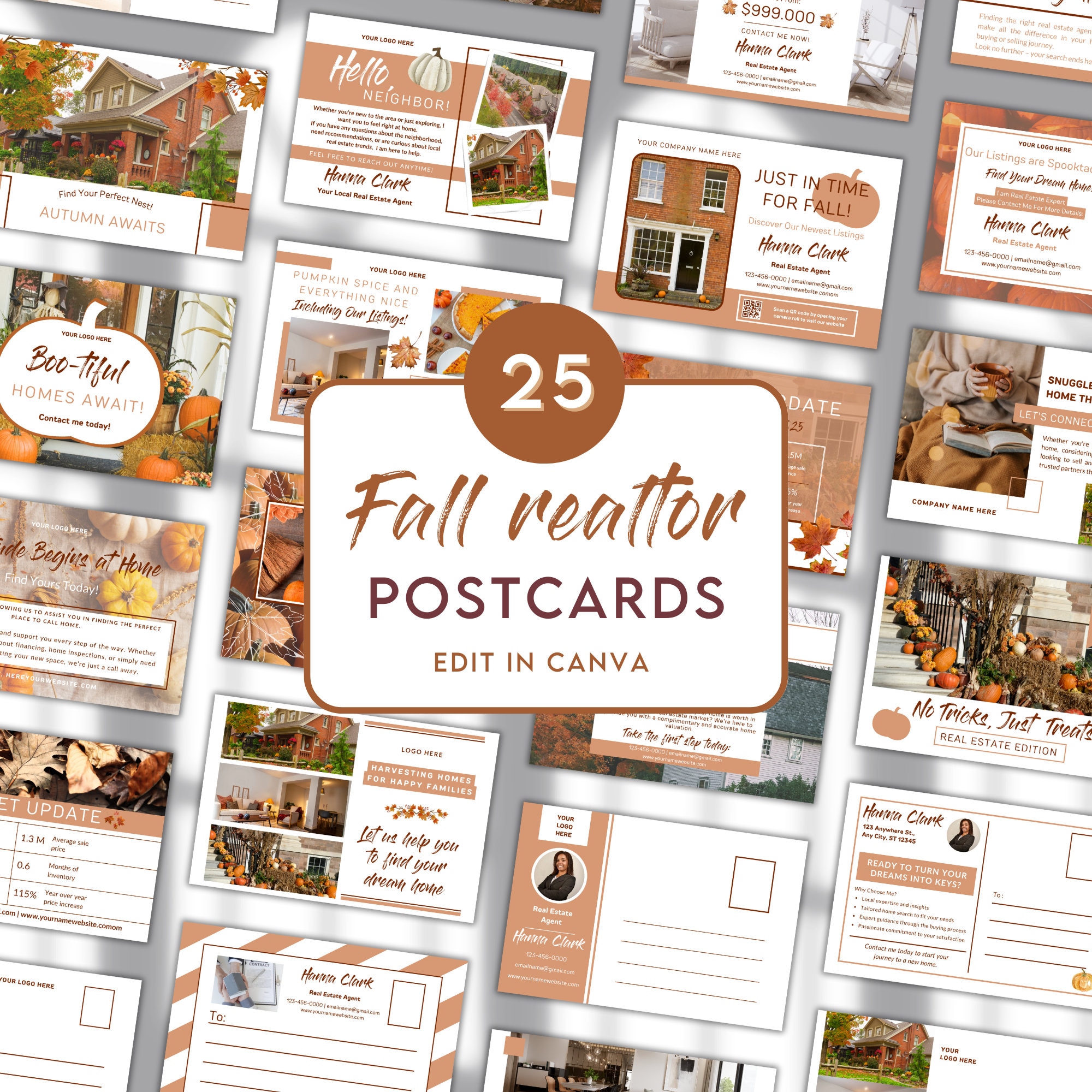 Fall Real Estate Postcards Templates, 25 Realtor Postcards Bundle, Fall ...