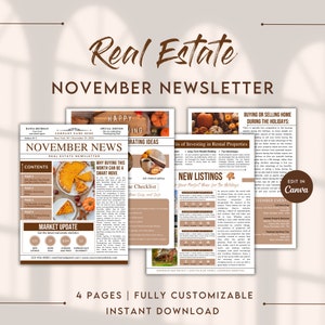 November Real Estate Newsletter, Realtor Fall Marketing Newsletter ...