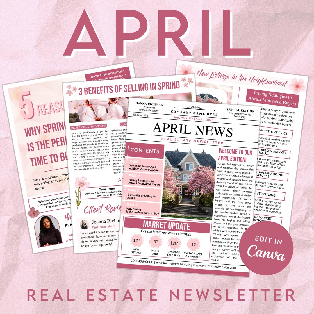 Spring Real Estate Newsletter, April Realtor Marketing Newsletter ...