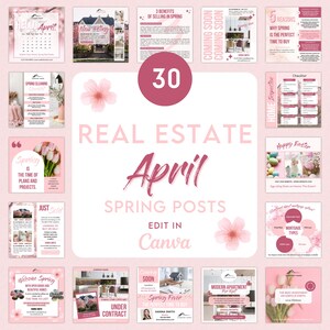 April Realtor Instagram Posts, Spring Real Estate Social Media Template ...