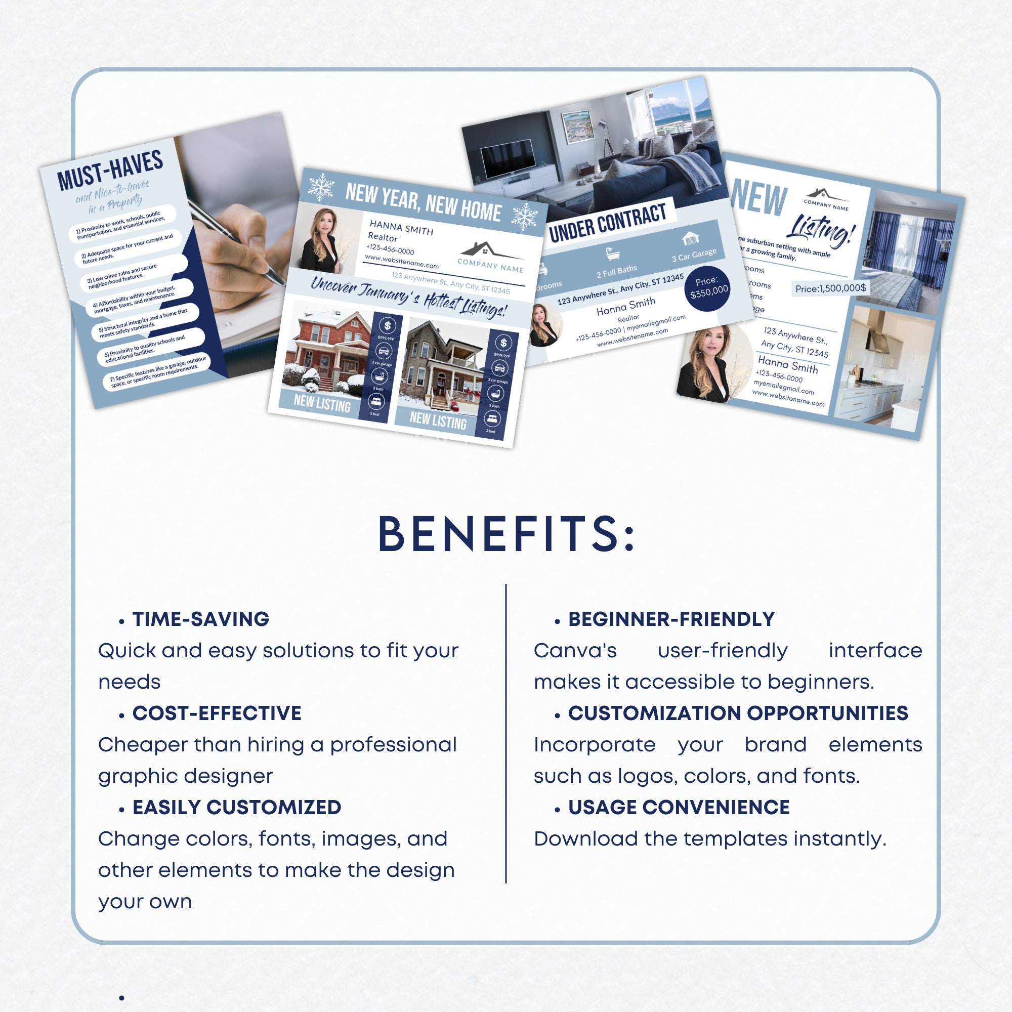 January Realtor Social Media Post Templates, Winter Real Estate Agent ...
