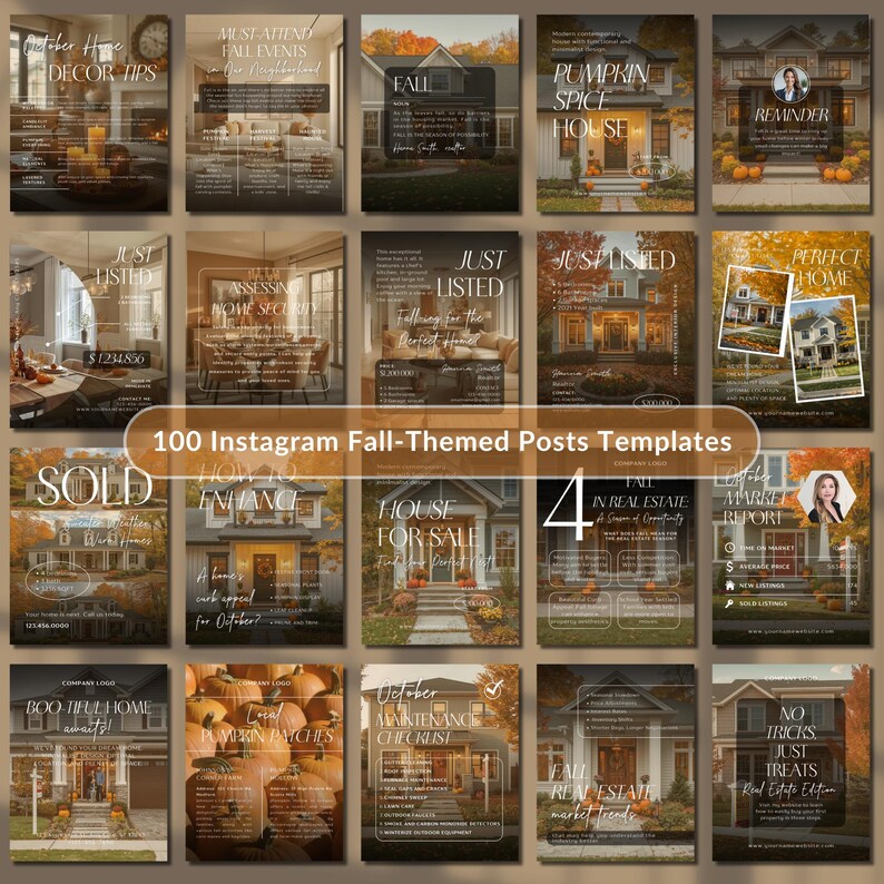 Fall Real Estate Social Media Templates, Autumn Real Estate Instagram ...