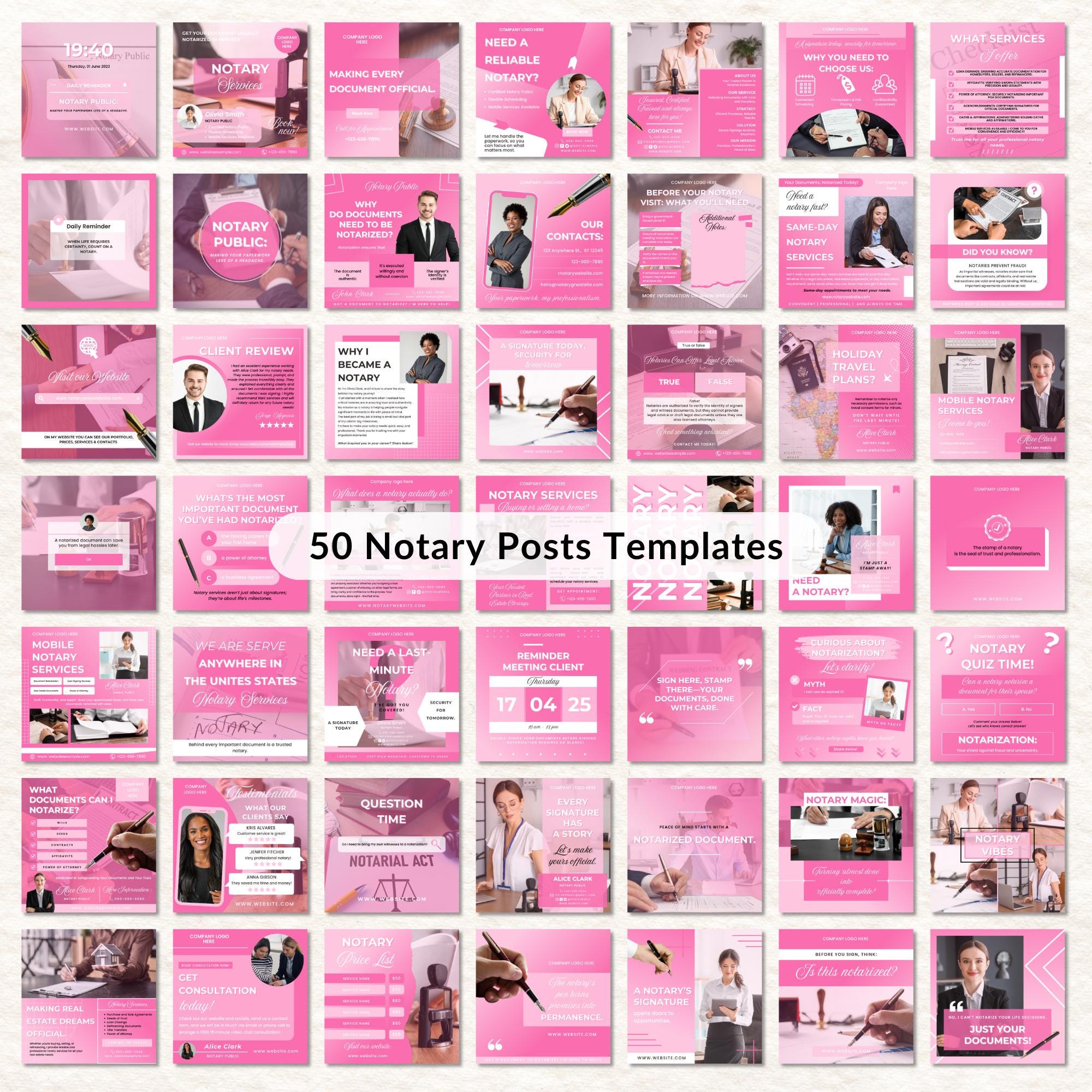 Notary Social Media Post Bundle, Notary Instagram Posts and Story ...