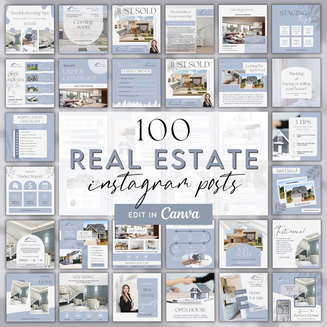 Real Estate Social Media Posts Templates, Realtor Instagram Posts ...