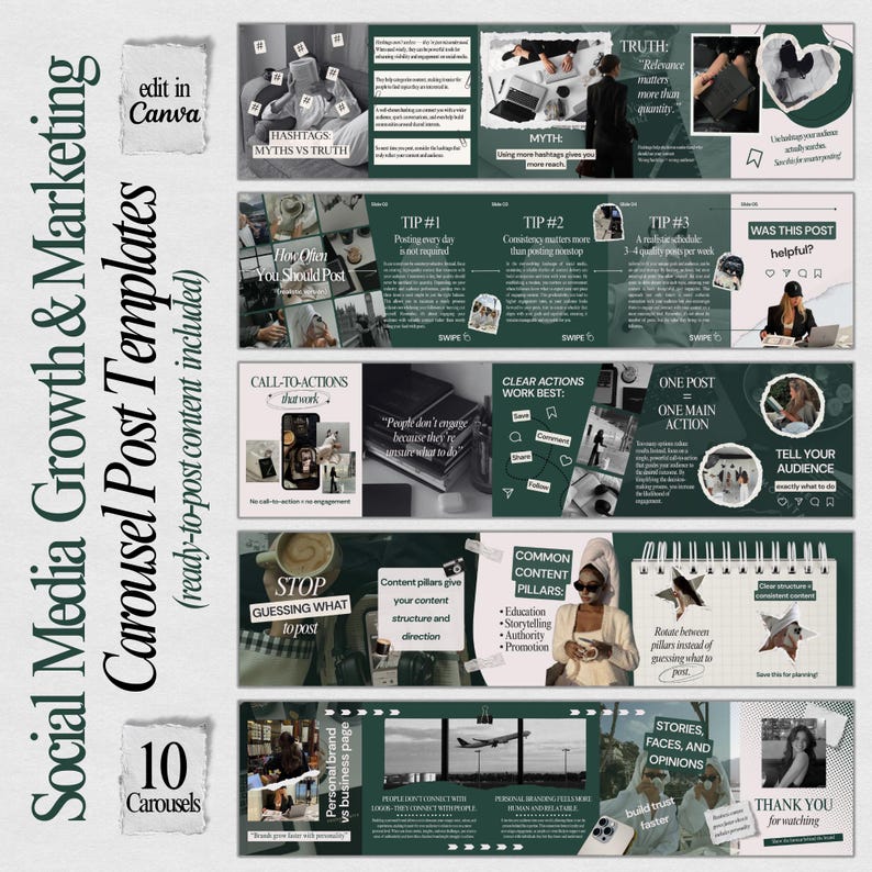 Instagram Carousel Templates, Social Media Marketing Carousels, Social ...