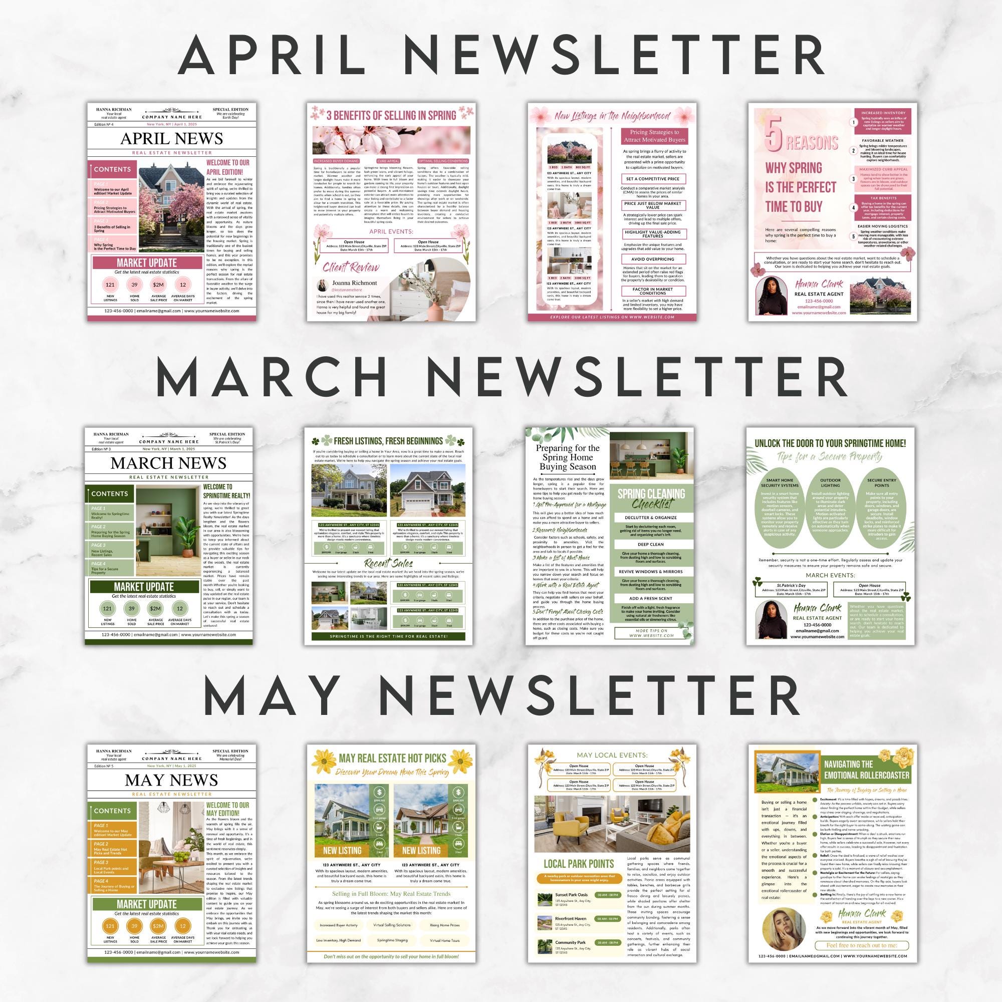 Real Estate Newsletter Bundle, Realtor Full Year Newsletter Bundle, 12 ...