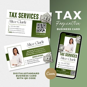 Tax Preparer Business Card Template, Tax Season Digital Card, Tax ...