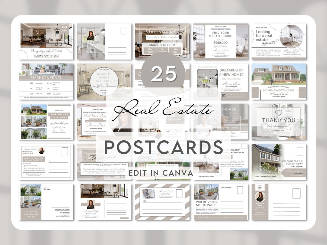 Real Estate Postcards Templates, 25 Realtor Postcards Bundle, Real ...
