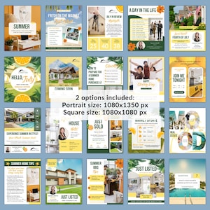 July Realtor Instagram Posts, Summer Real Estate Social Media Template ...
