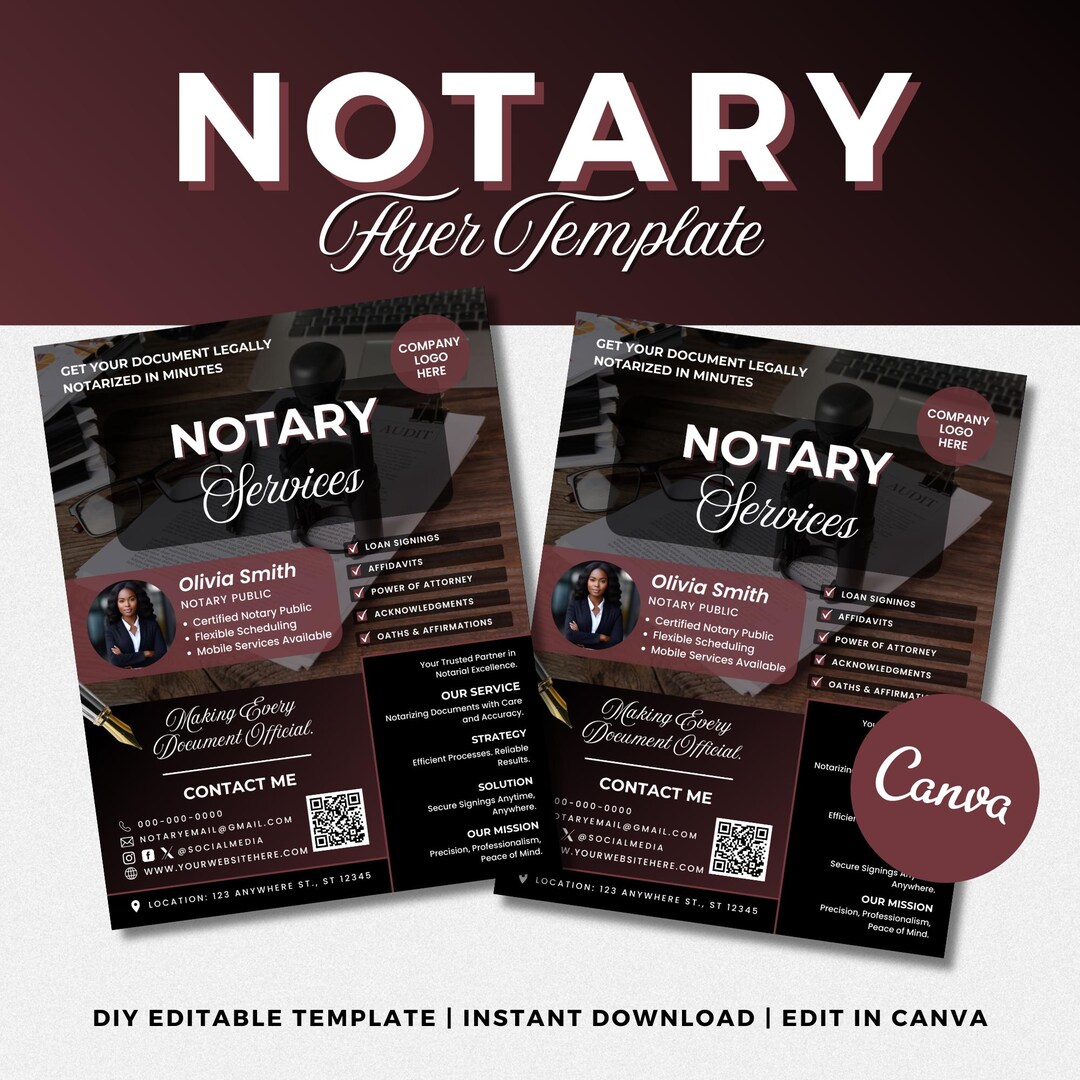 Notary Flyer Template, Notary Social Media Flyer Template, Notary ...