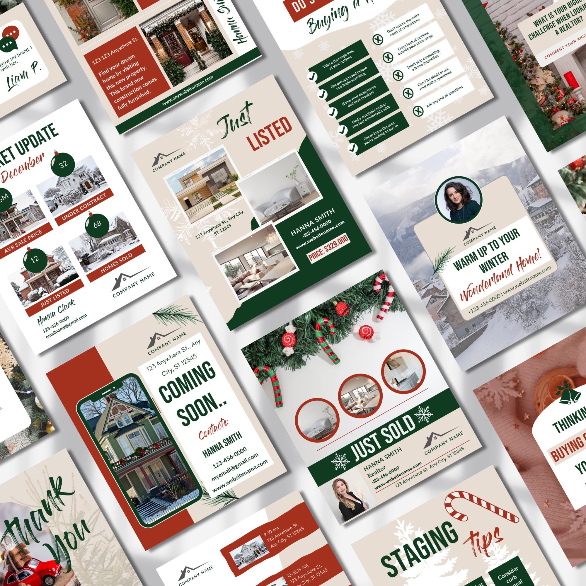 December Realtor Social Media Post Templates, Winter Real Estate ...