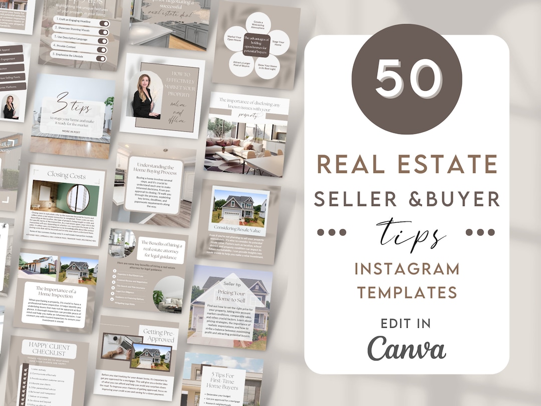 Real Estate Buyer & Seller Tips Posts, Realtor Instagram Tips Templates ...