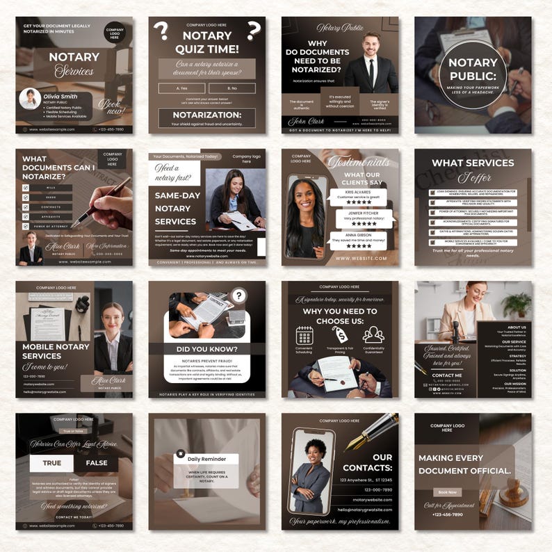 Notary Instagram Posts Bundle, Notary Social Media Templates, Notary ...