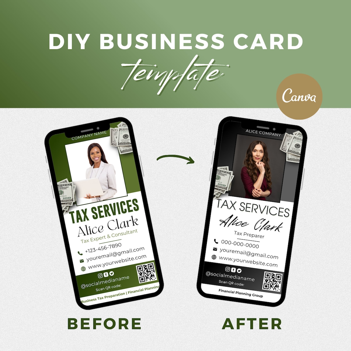 Tax Preparer Business Card Template, Tax Season Digital Card, Tax ...