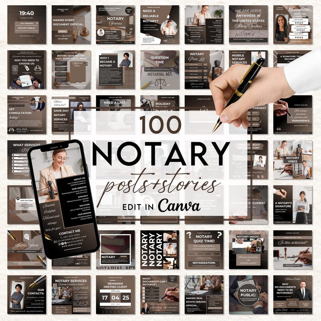 Notary Instagram Posts Bundle, Notary Social Media Templates, Notary ...