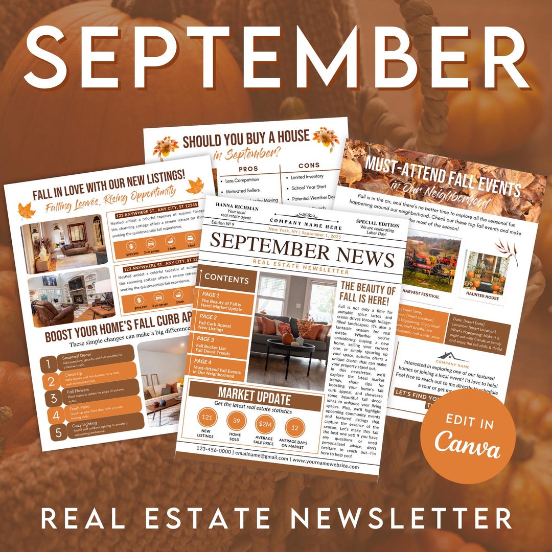 Real Estate Fall Newsletter, Realtor September Newsletter, Property ...