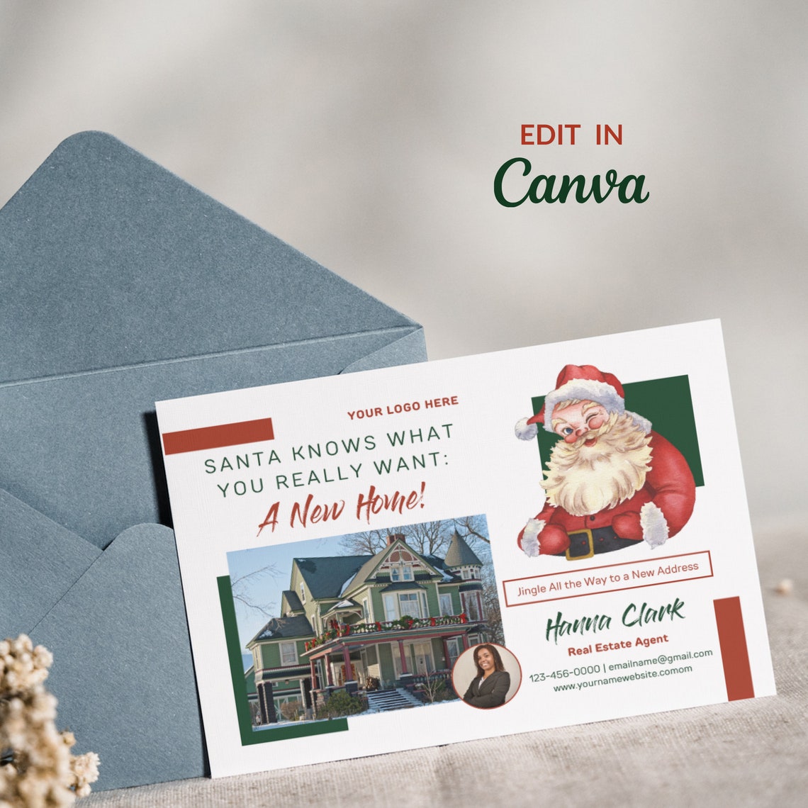 Christmas Real Estate Postcard Templates, 25 Realtor Postcards Bundle ...