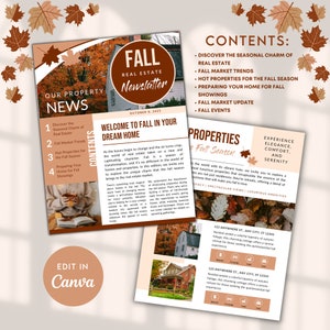 Real Estate Fall Newsletter, Realtor Fall Marketing Newsletter ...