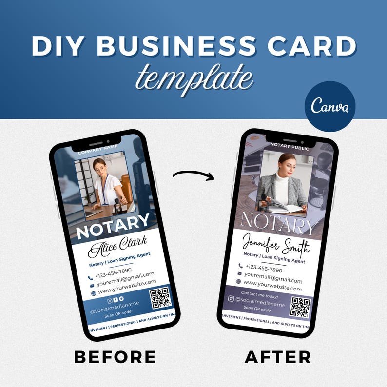 Notary Public Business Card and Digital Card Template, Business Card ...