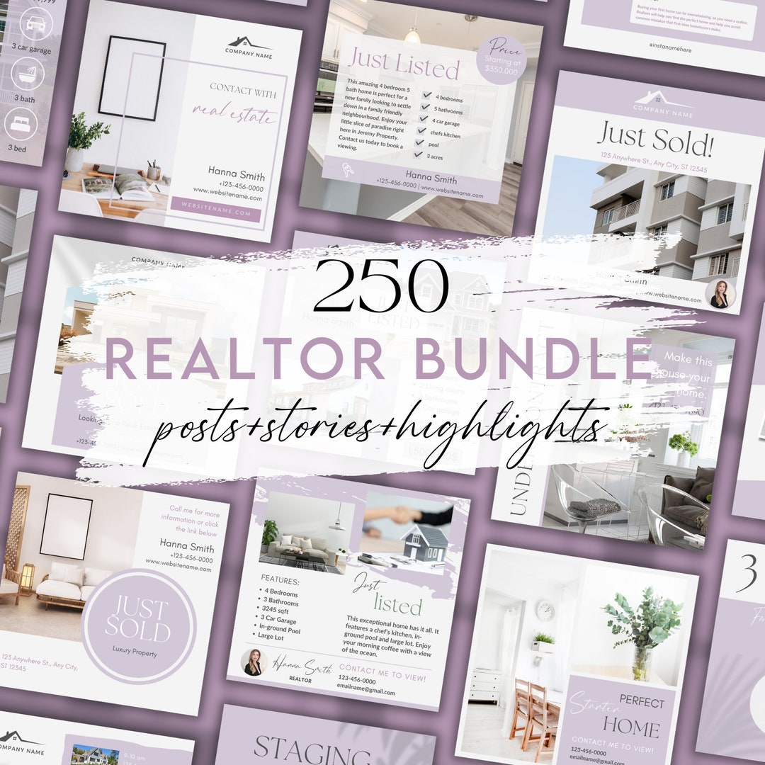 Realtor Instagram Bundle, Realtor Instagram Post Templates, Real Estate ...