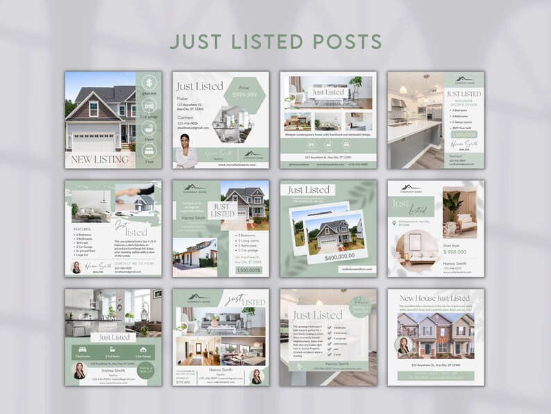 Real Estate Social Media Posts Templates,realtor Instagram Posts ...