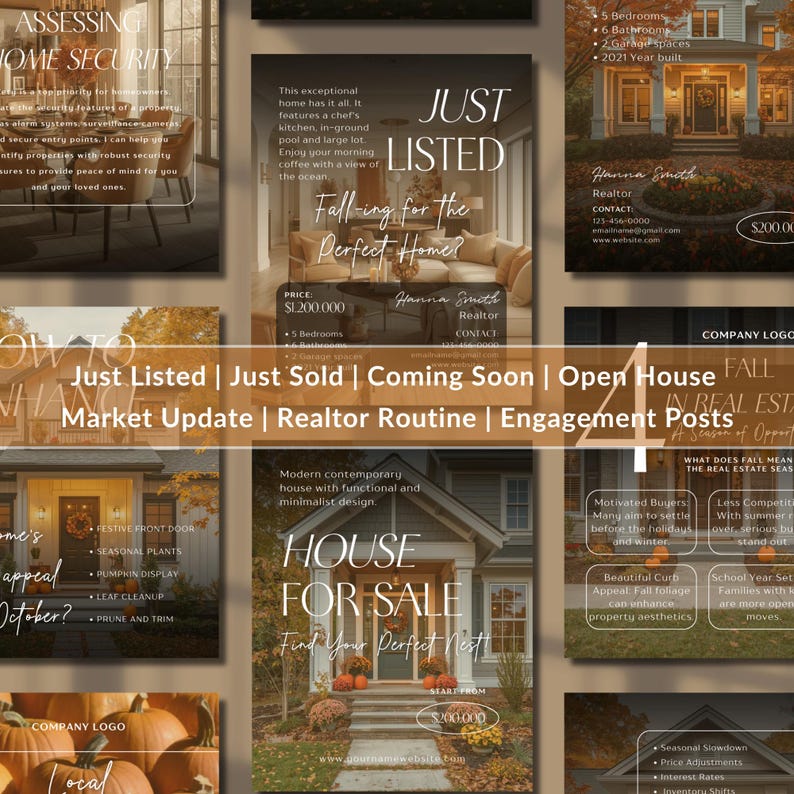 Fall Real Estate Social Media Templates, Autumn Real Estate Instagram ...