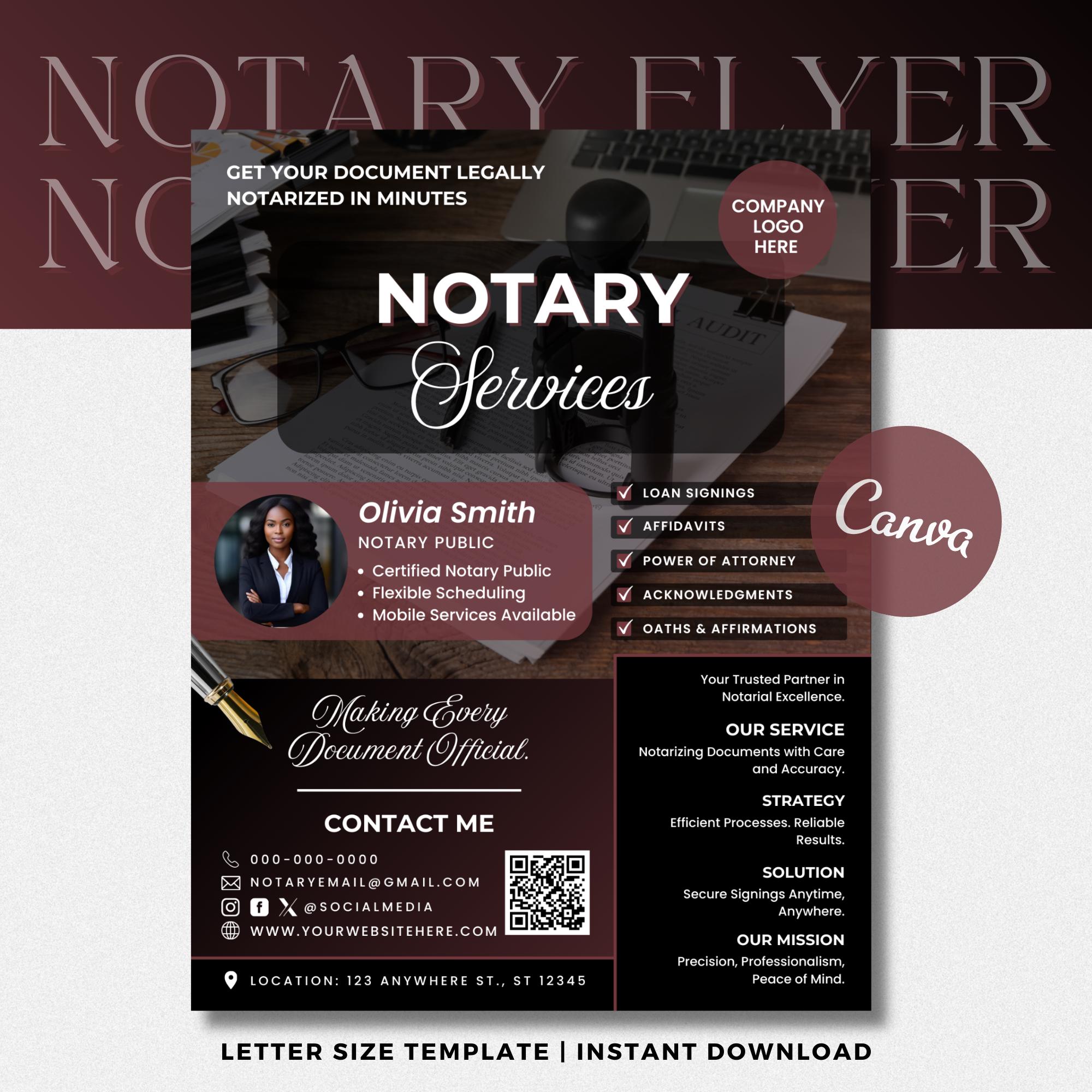 Notary Flyer Template, Notary Social Media Flyer Template, Notary ...