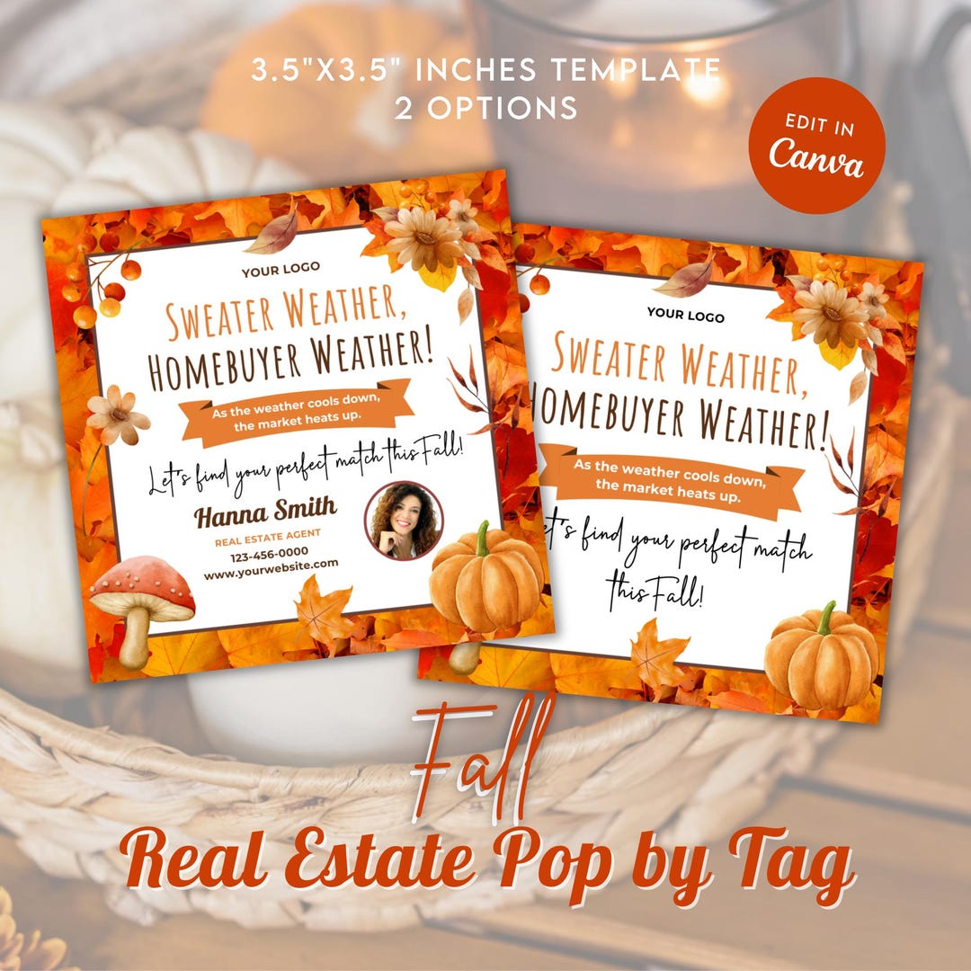Real Estate Fall Pop by Tag, Realtor Fall Pop by Tag Template, Thank ...