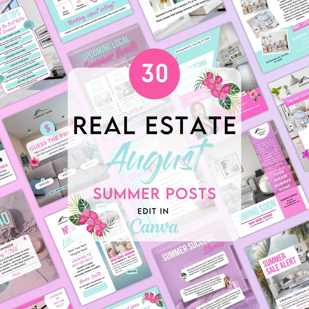 August Realtor Instagram Posts, Summer Real Estate Social Media ...
